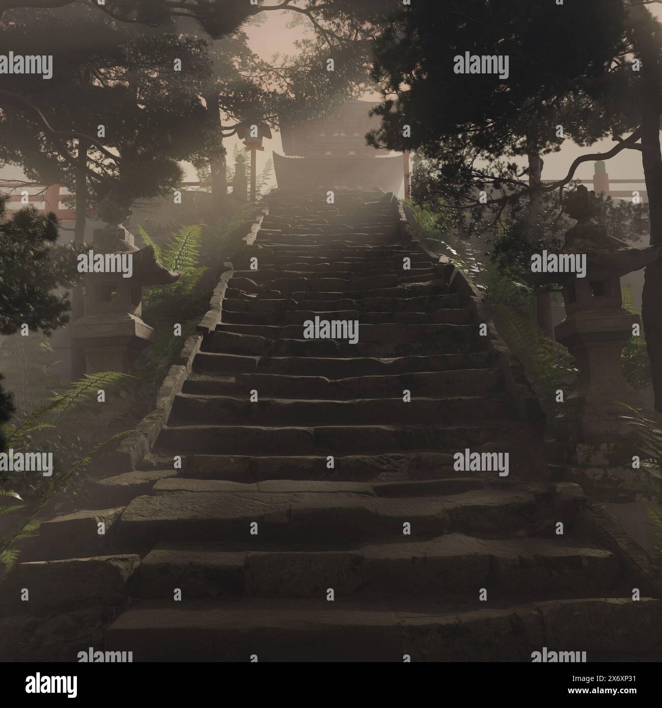 Old Stone Steps In Front Of A Japanese Pagoda Temple Stock Photo - Alamy