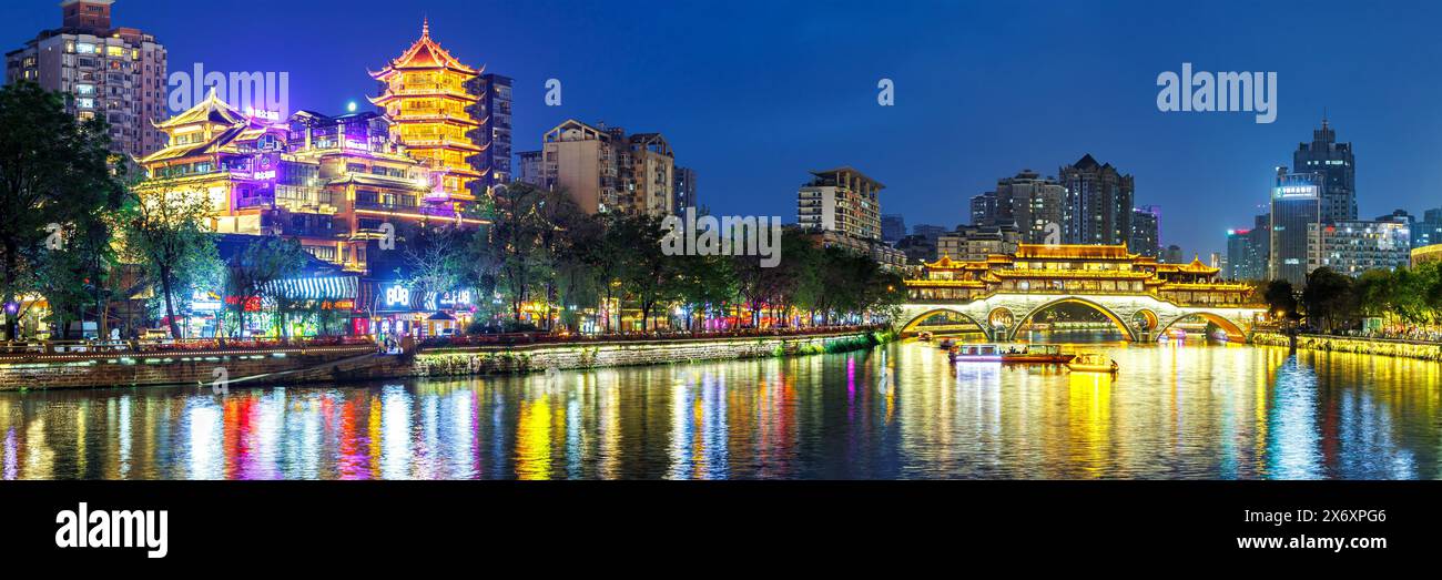 Chengdu, China - April 7, 2024: Chengdu Anshun Bridge Over Jin River ...
