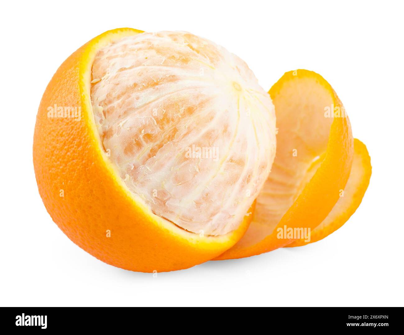 One fresh orange with peel isolated on white Stock Photo - Alamy