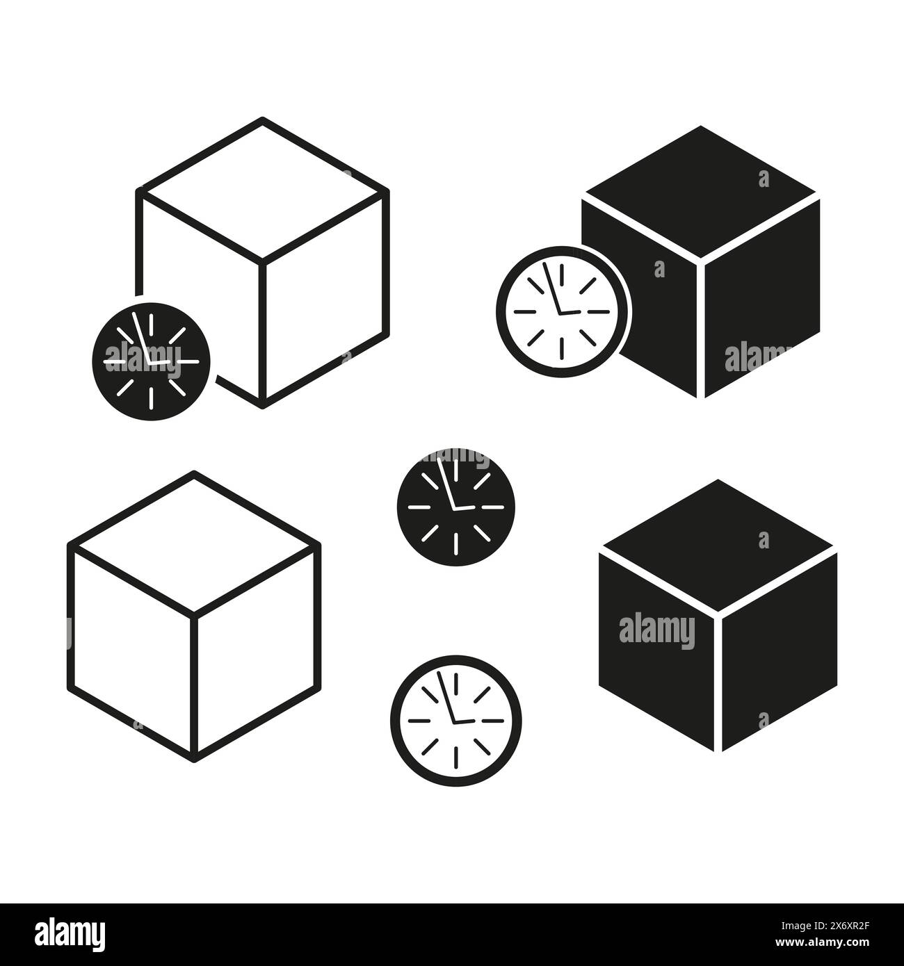 Isometric cubes and clocks set. Vector geometric shapes and time icons Stock Vector Image & Art ...