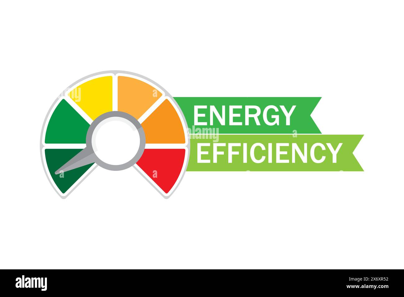 Energy efficiency meter. Colorful gauge vector. Green banner text ...