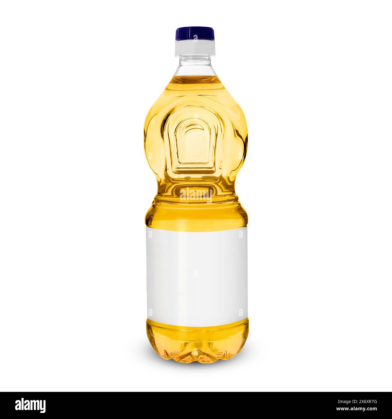 Cooking oil in plastic bottle with empty label isolated on white ...
