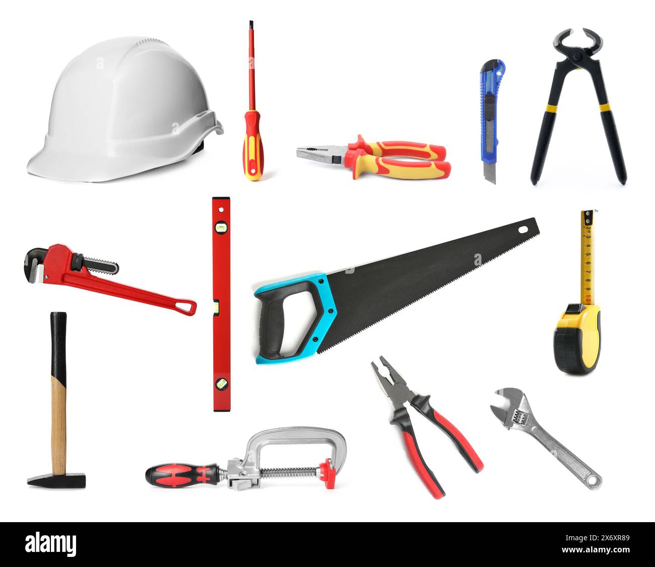 Different construction tools isolated on white, set Stock Photo - Alamy