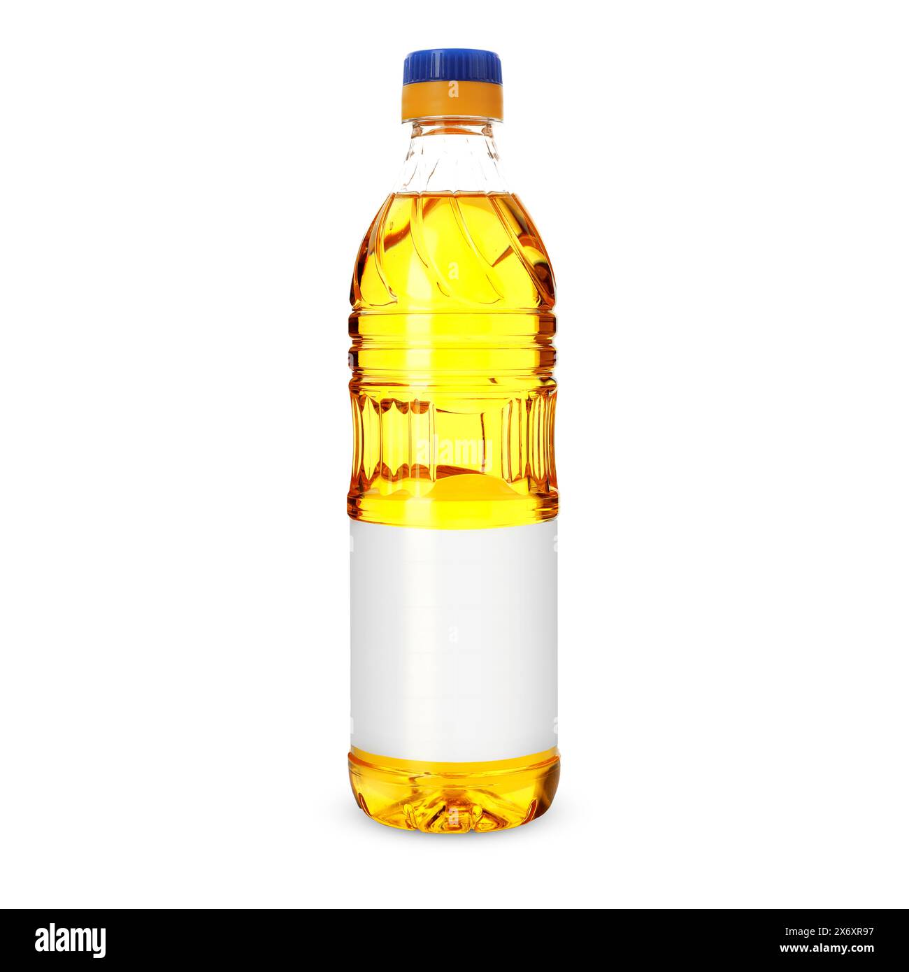 Cooking oil in plastic bottle with empty label isolated on white ...