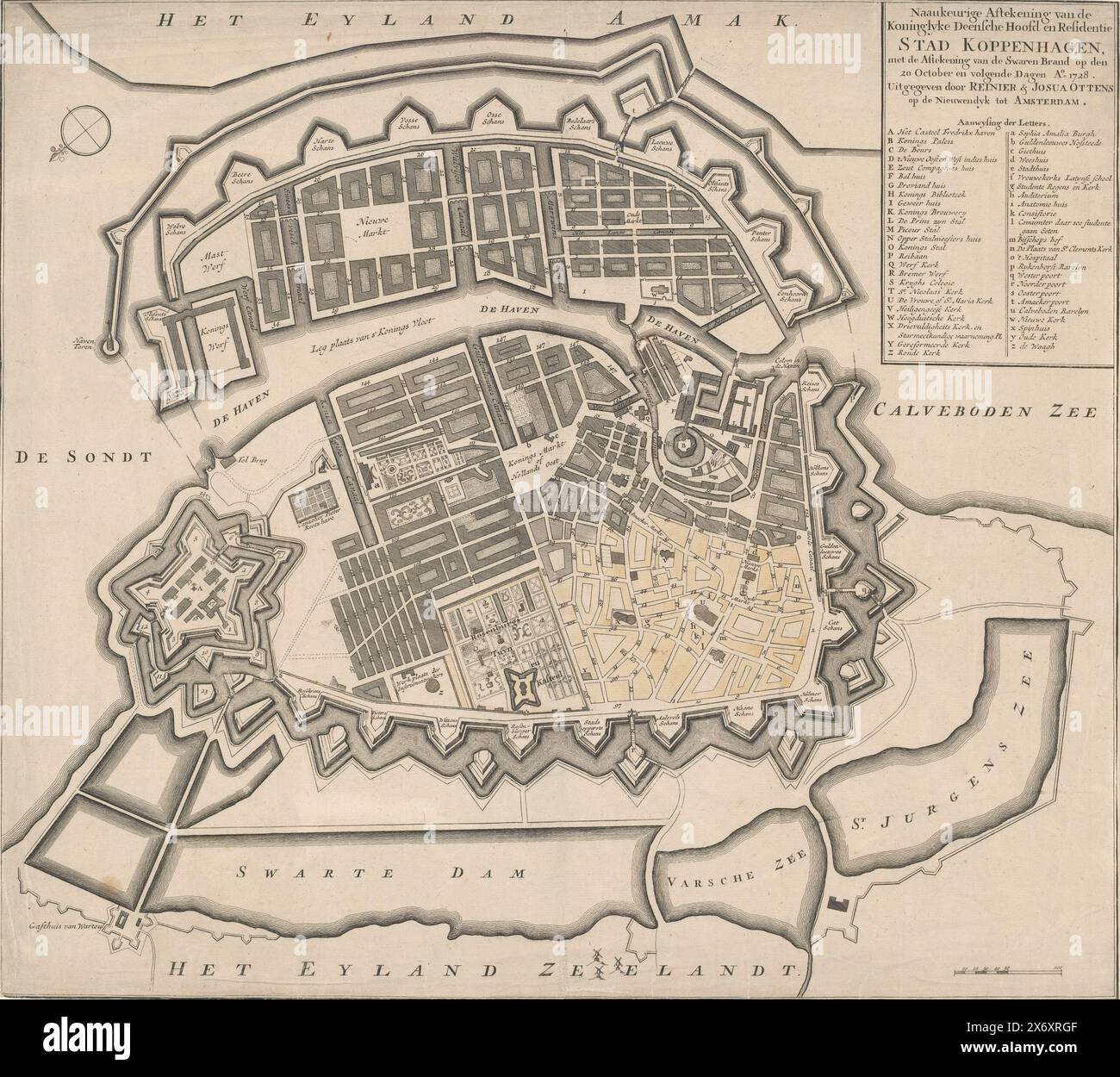 Map of Copenhagen, Accurate drawing of the royal Danish capital and ...