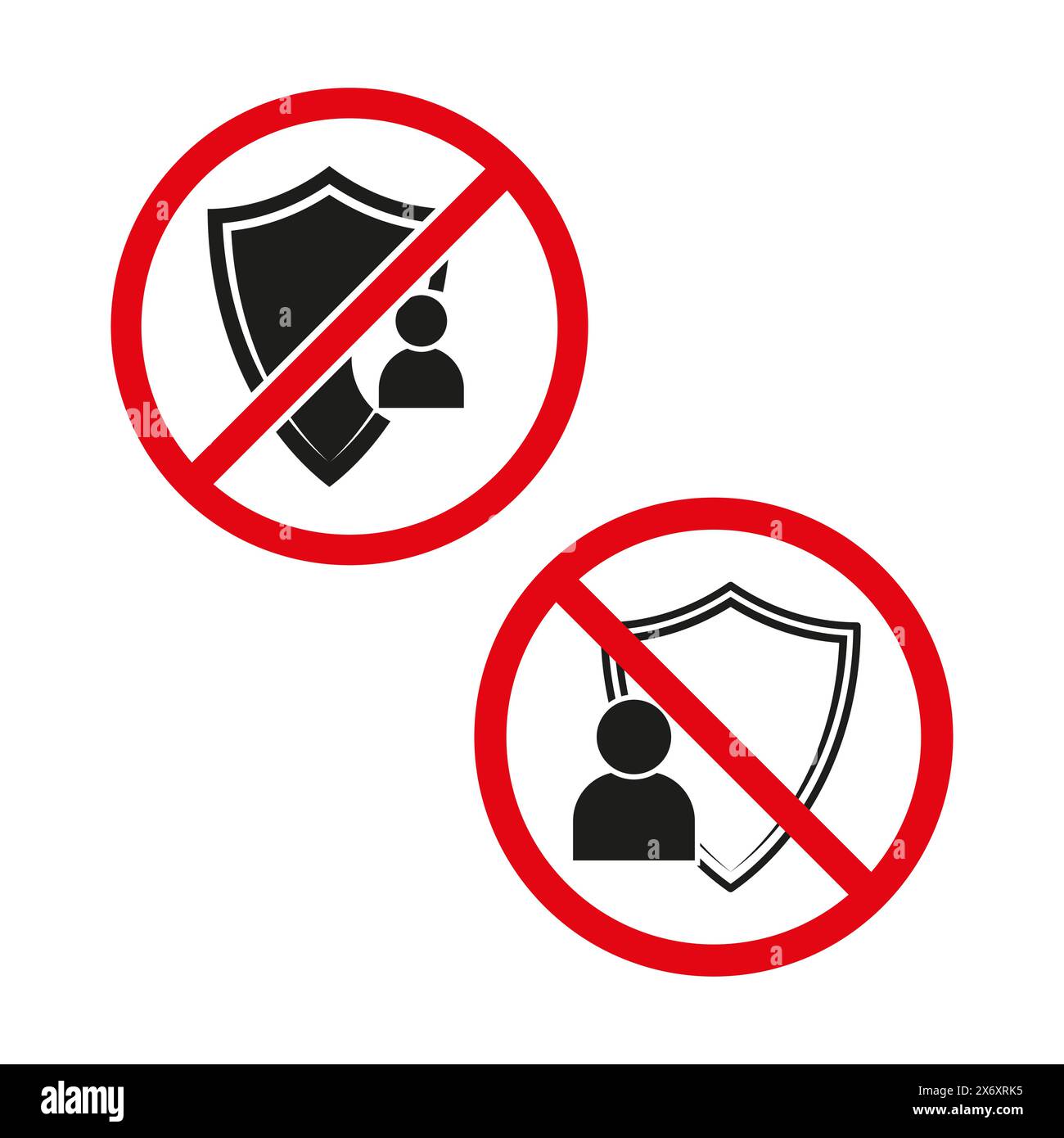 No user profile access. Vector privacy icons. Security warning set ...