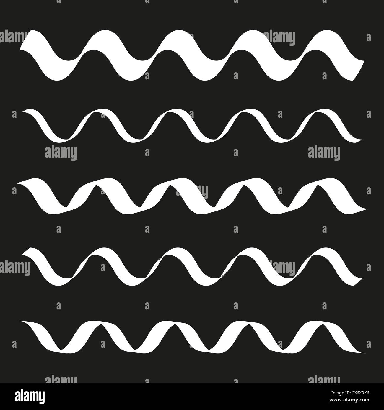 Abstract wavy lines pattern. Vector monochrome waves design. Seamless rhythmic curves. Black and ...