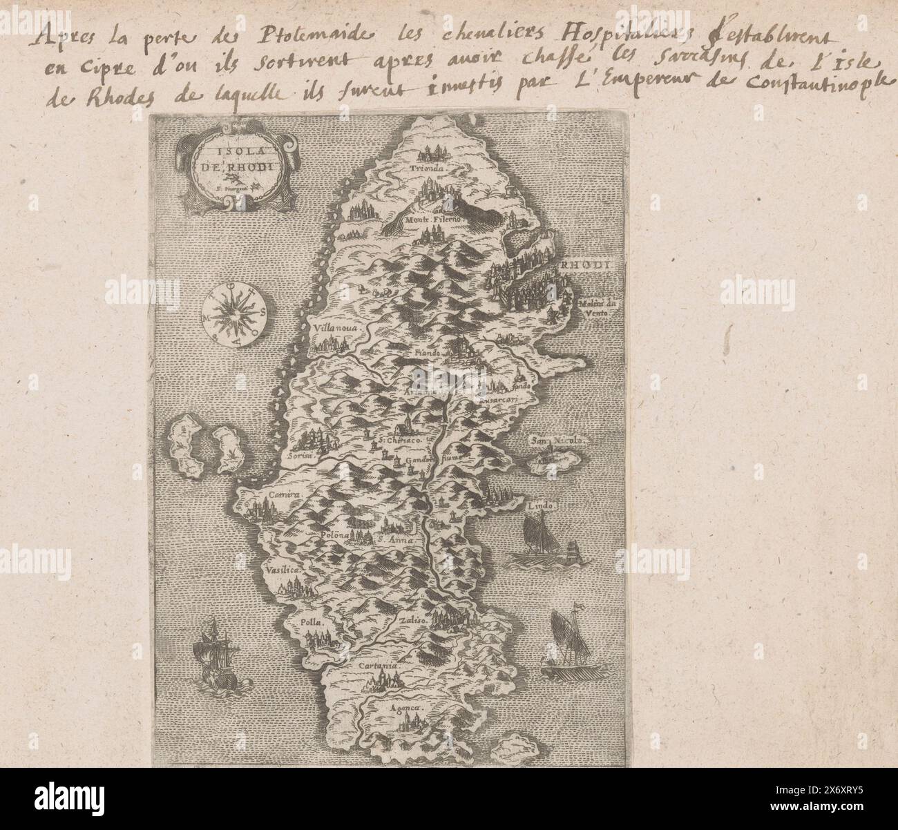 Map of the island of Rhodes, Isola de Rhodi (title on object), print ...