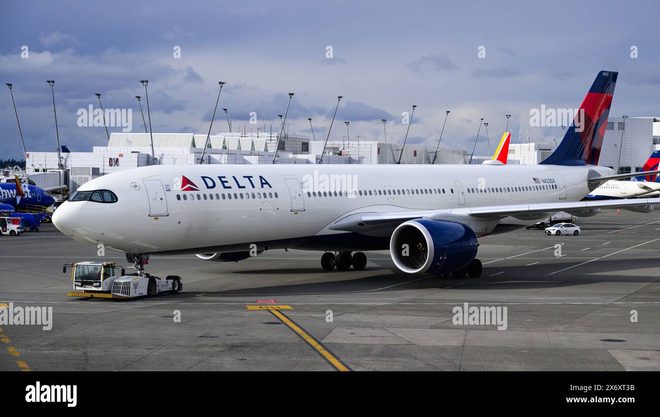 SeaTac, WA, USA - March 4, 2024; Delta Air Lines Airbus A330-900 ...