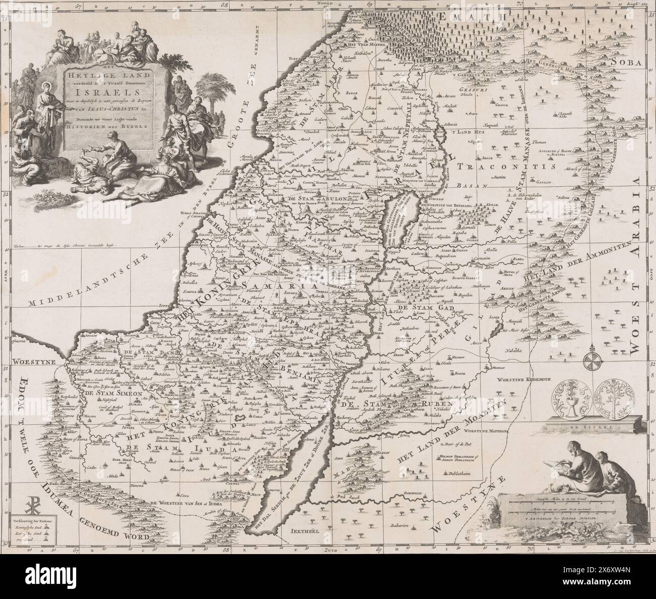 Map of the Holy Land, The Holy Land divided into the Twelve Tribes of ...