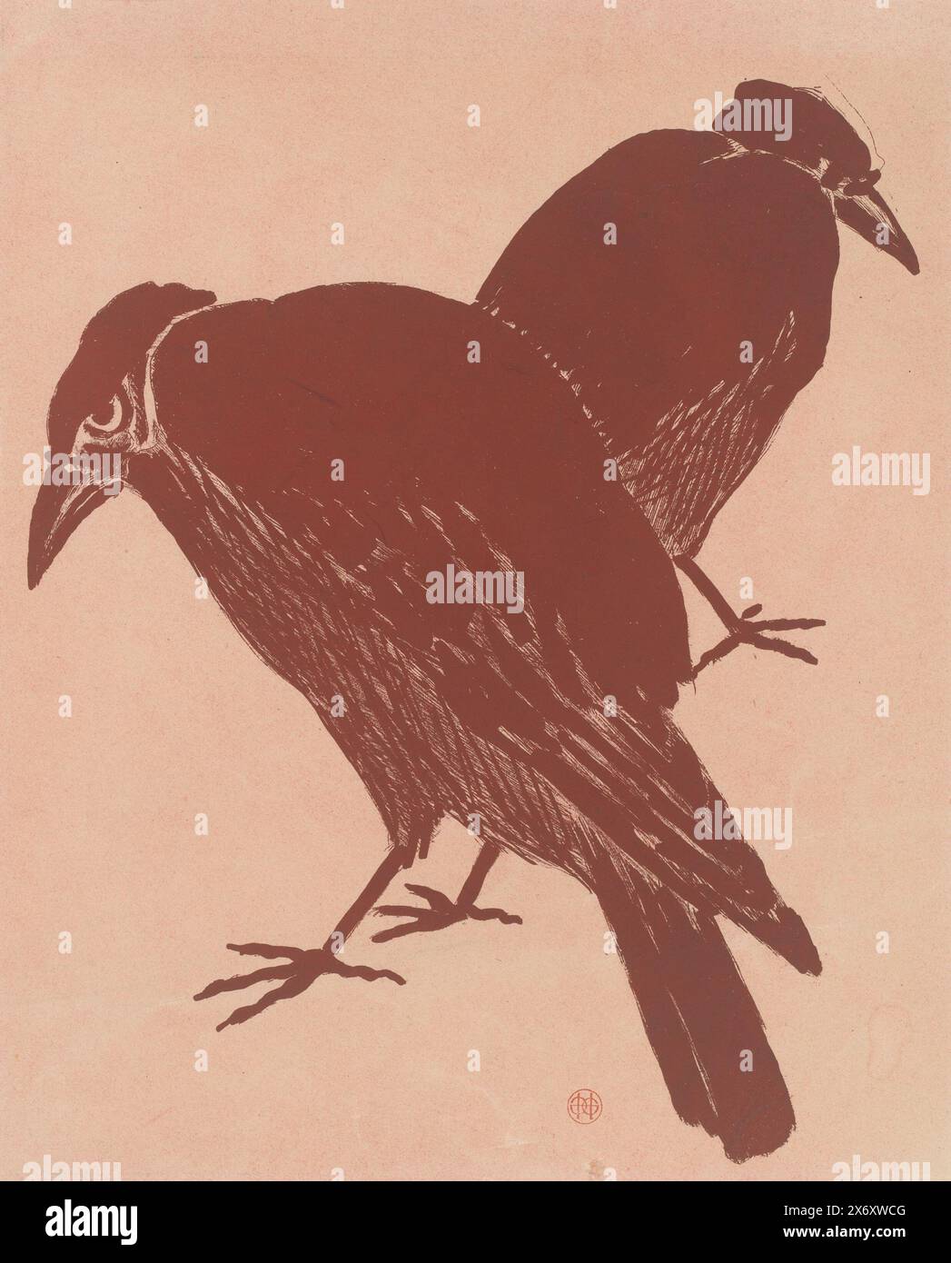Two crows, print, print maker: Henri Charles Guérard, (mentioned on ...