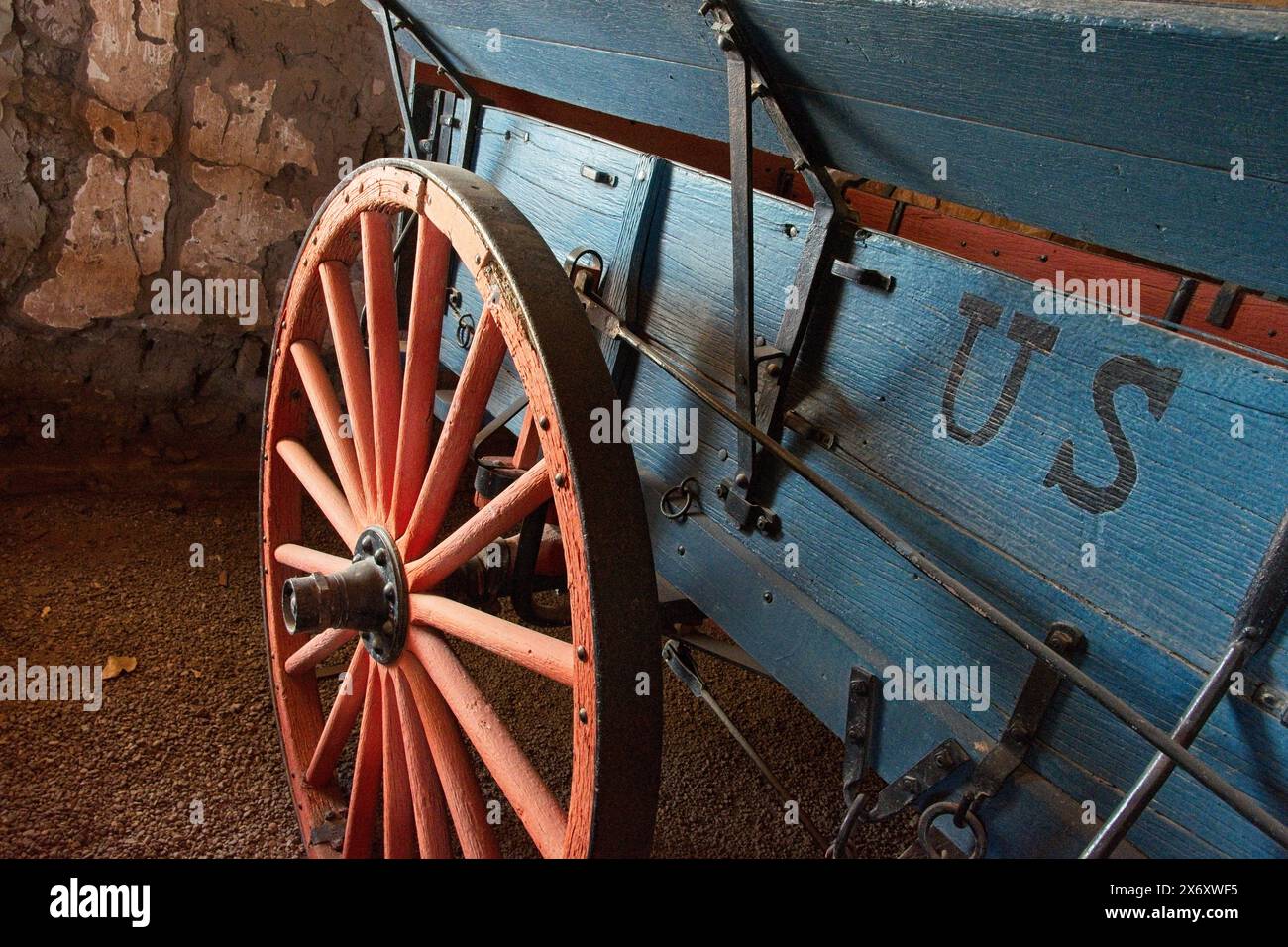 19th century US Army wagon at Fort Davis, active 1854-1891 during Indian wars to protect ...