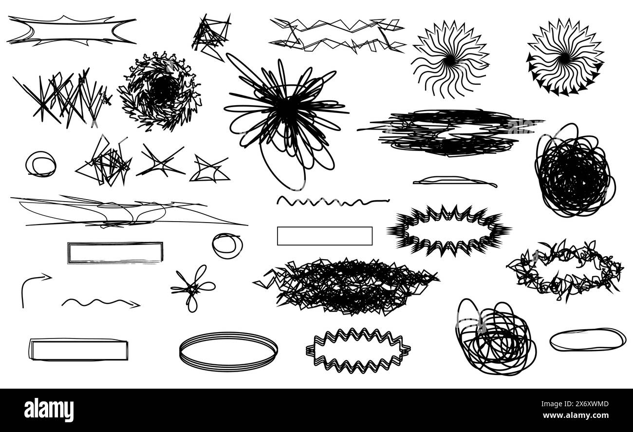 Hand drawn infographic different shapes line art. Doodles for artwork ...