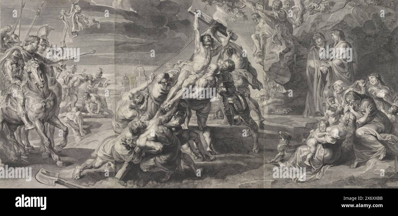 Creation of the Cross, Christ is nailed to the cross. Executioners and ...