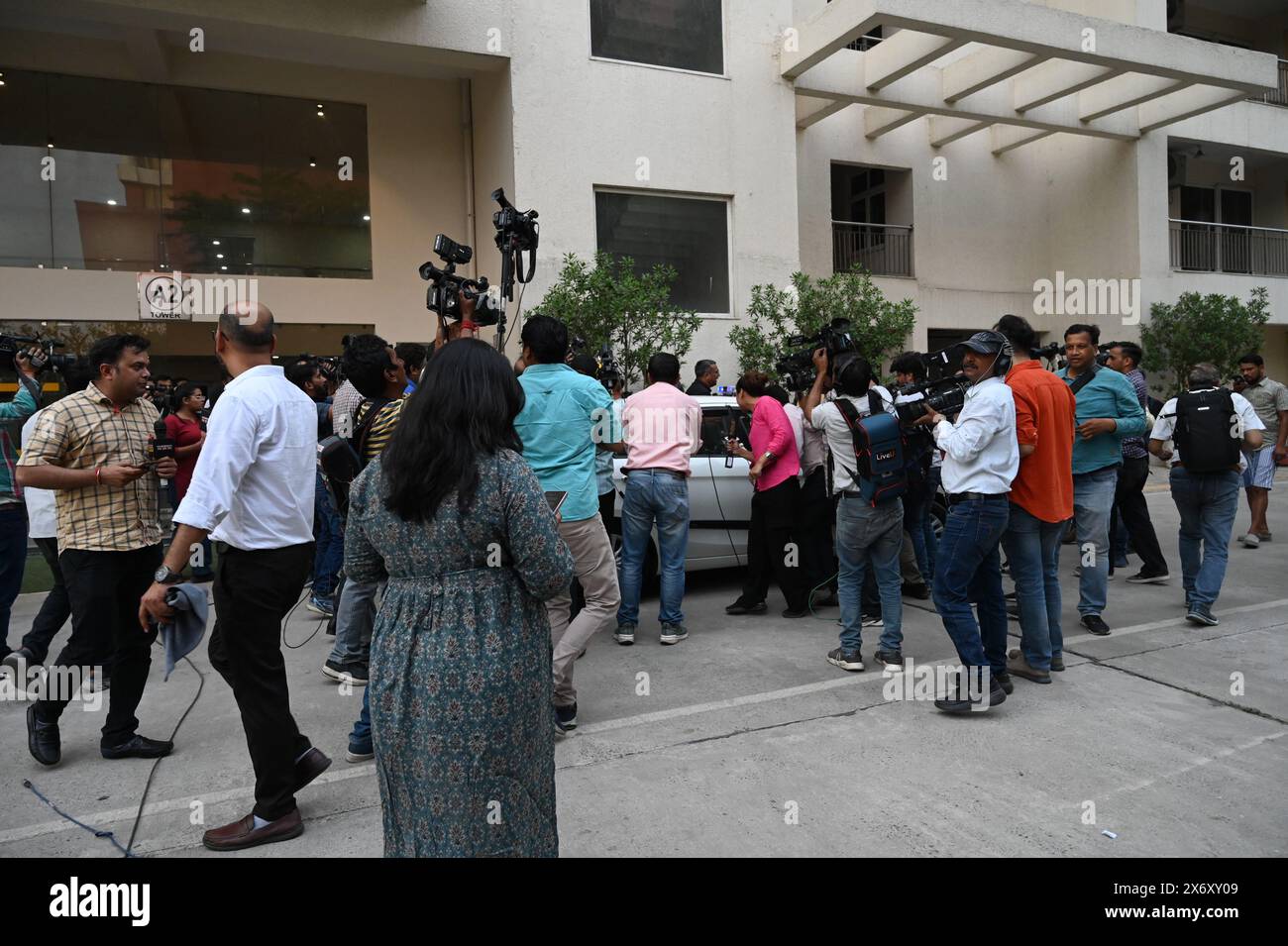 NEW DELHI, INDIA - MAY 16: A view of Media standing outside the AAP MP ...