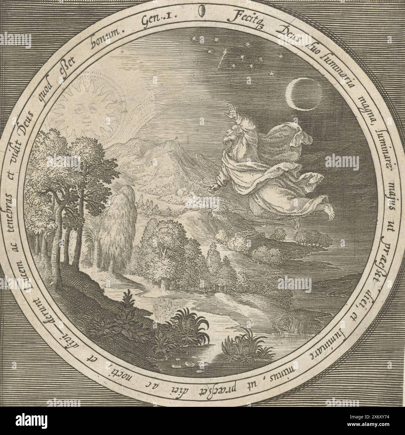 Fourth day of creation: God creates the sun, moon and stars, From ...