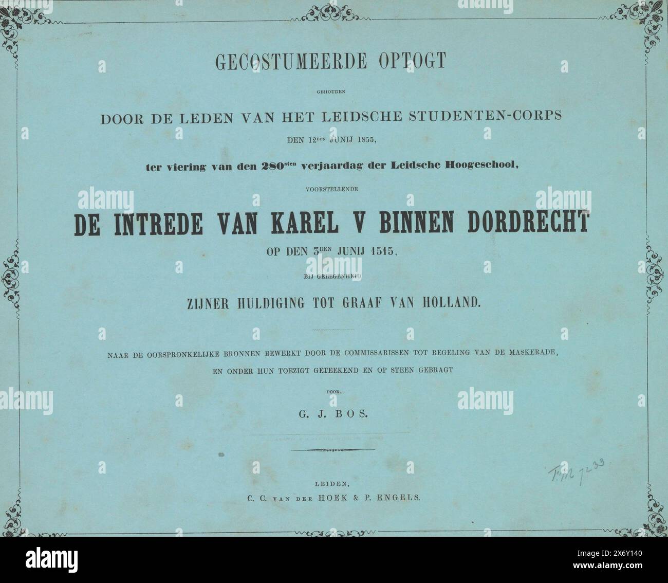 Booklet accompanying the masquerade of the Leiden students, 1855 ...