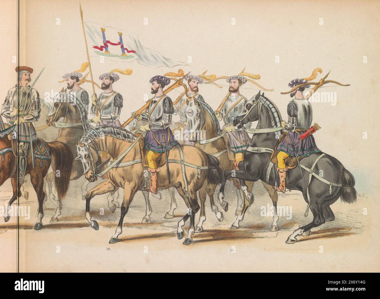 Masquerade of the Leiden students, 1855 (plate 10), Costumed parade ...