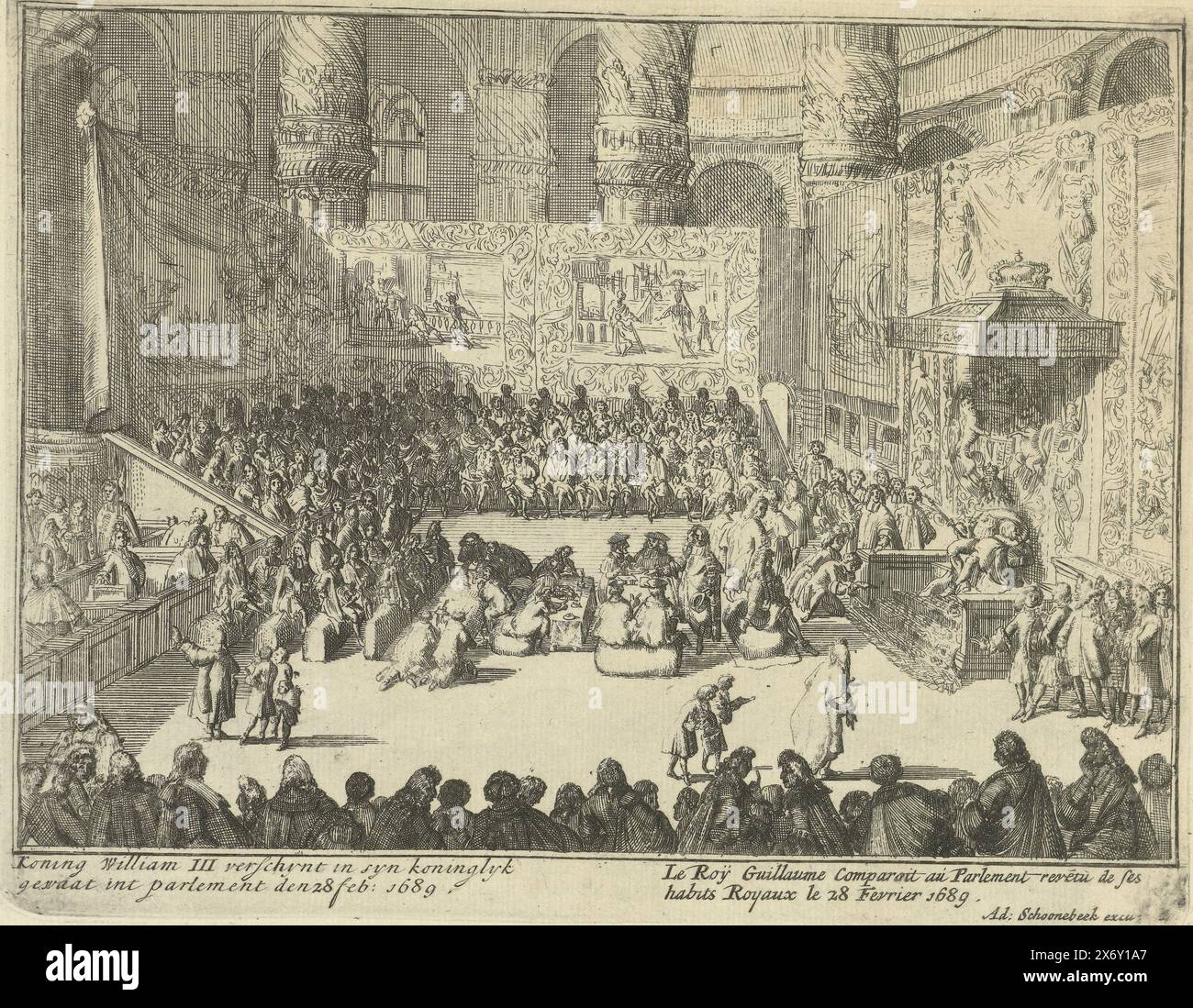 William III, as king, attends a session of parliament, 1689, King ...