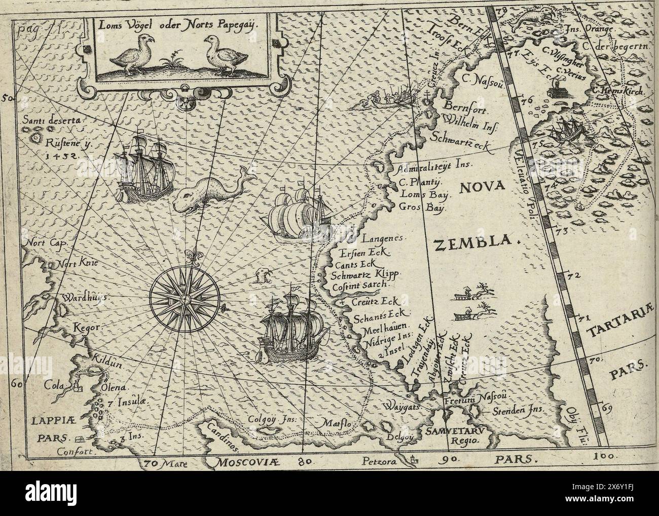 Map of Novaya Zemlya, 1594, Map of the west coast of Novaya Zemlya, the ...