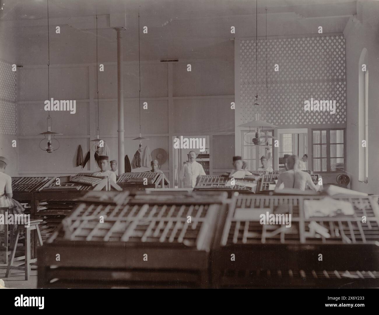 Composition shop of the Deli Courant in Medan, View of the composing ...