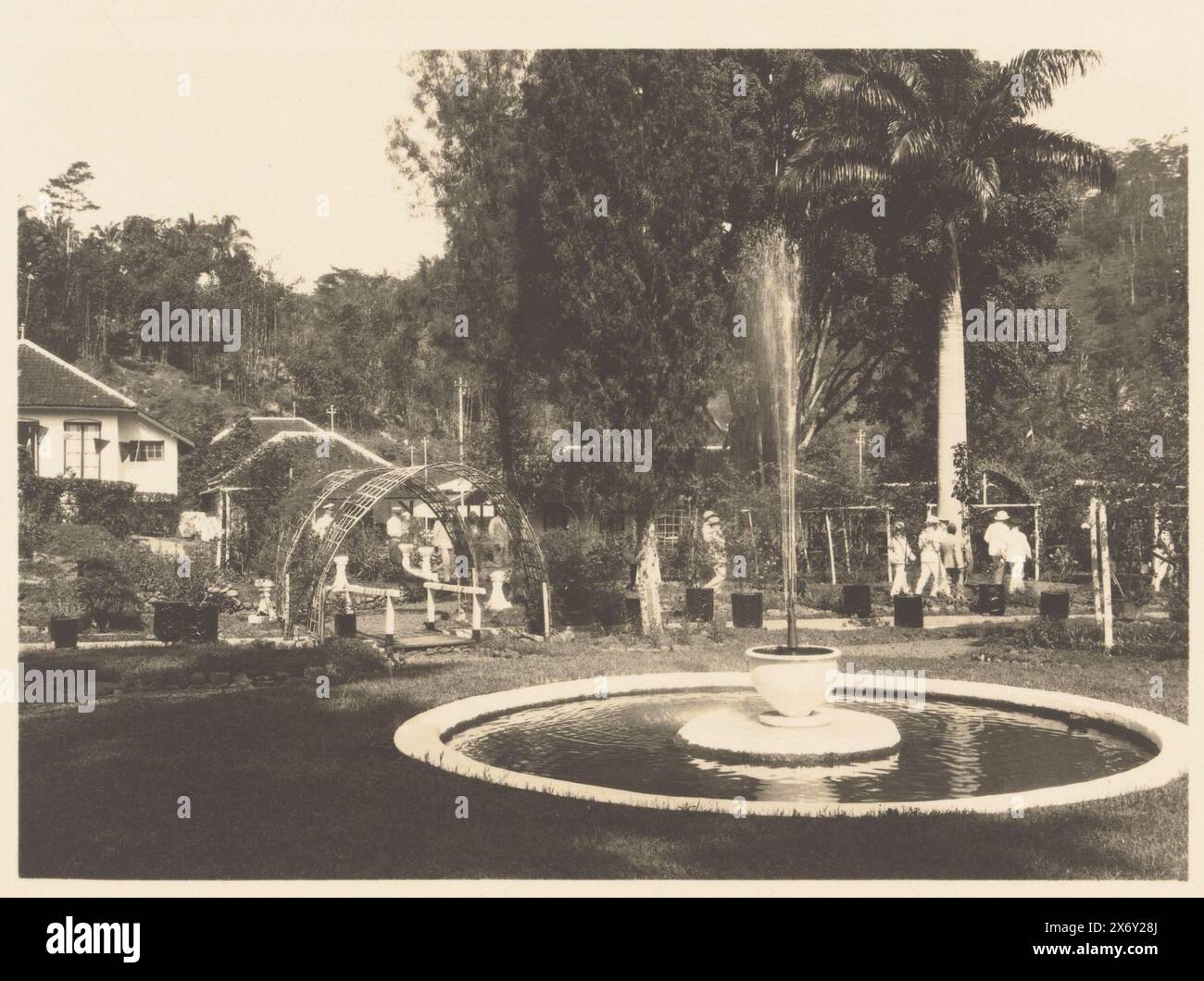 Garden of the Pelantoengan leper hospital, The delegation with Governor ...