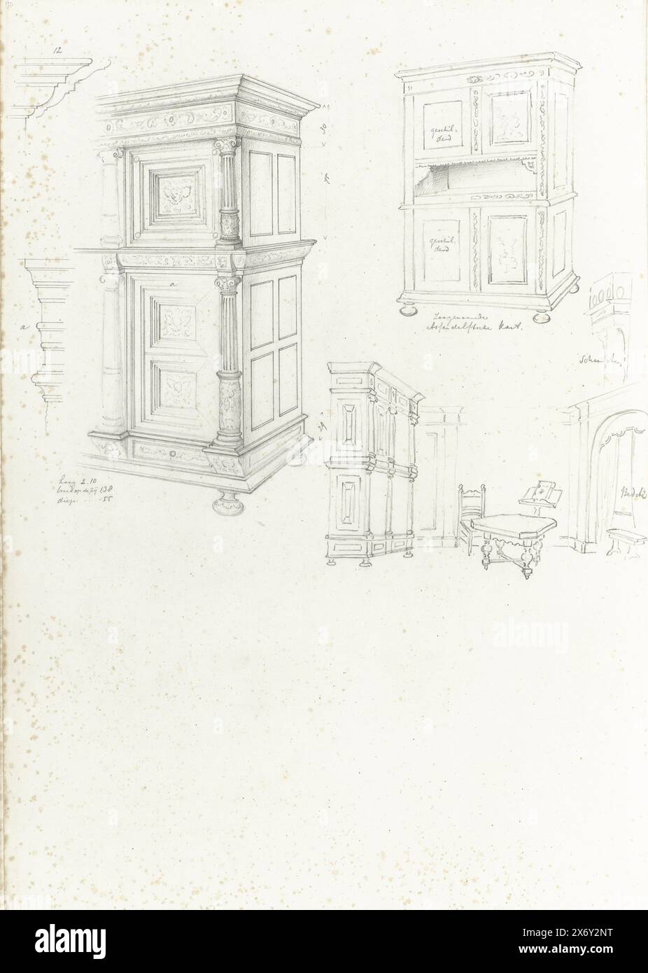 Two capitals, two cupboards and an interior. On the left is a cupboard ...