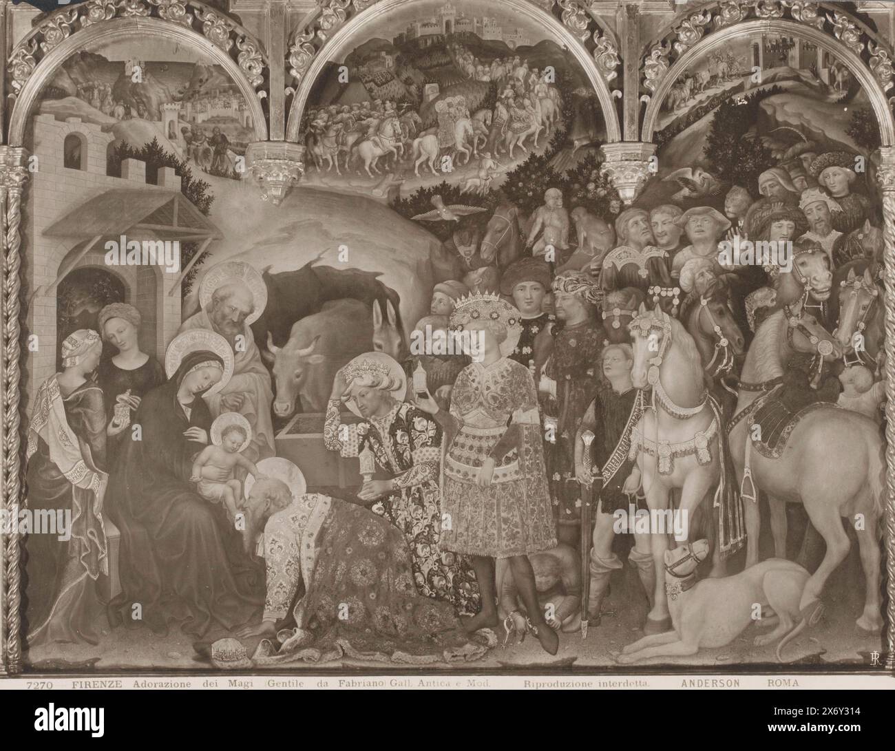 Photo reproduction of the painting Adoration of the Magi by Gentile da Fabriano, Florence ...