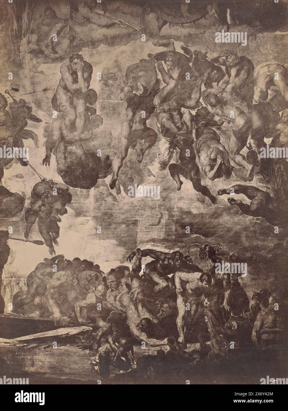 Photo reproduction of part of the frescoes on the wall of the Sistine ...