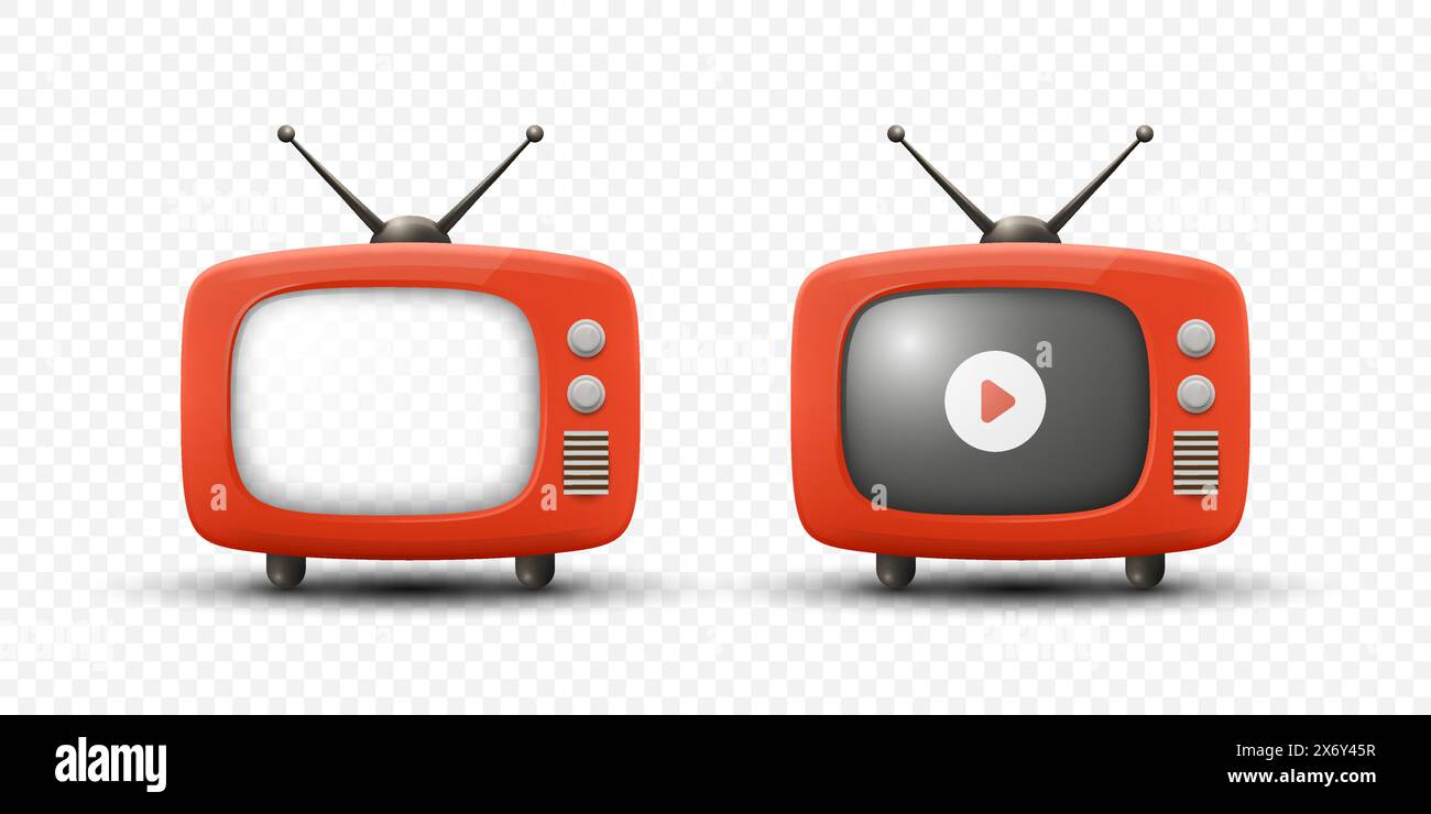 Vector 3d Vintage TV Set Icon Set. Retro TV Icons, Design Template ...