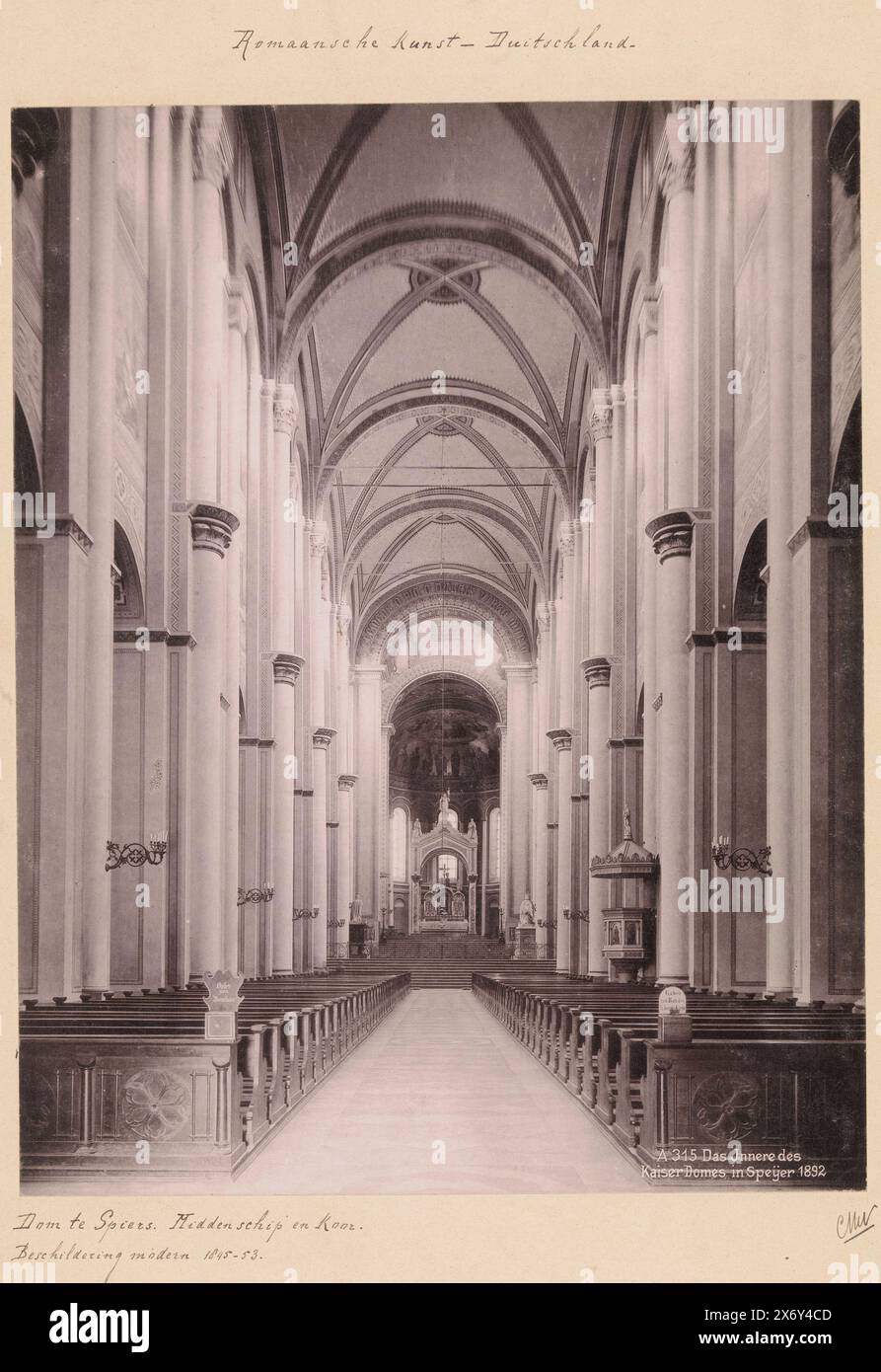 Interior of Speyer Cathedral, with a view of the choir, Das Innere des ...