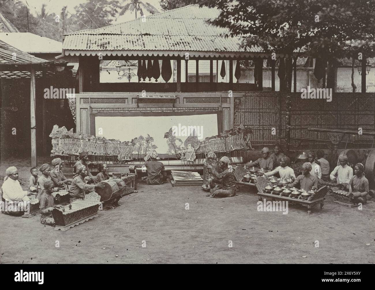 A Gamelan Orchestra for a Shadow Puppet Performance, Wayang Kulit ...