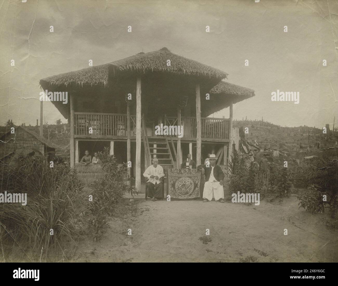 Chinese contract workers at their shelter in a tobacco field, Estate ...