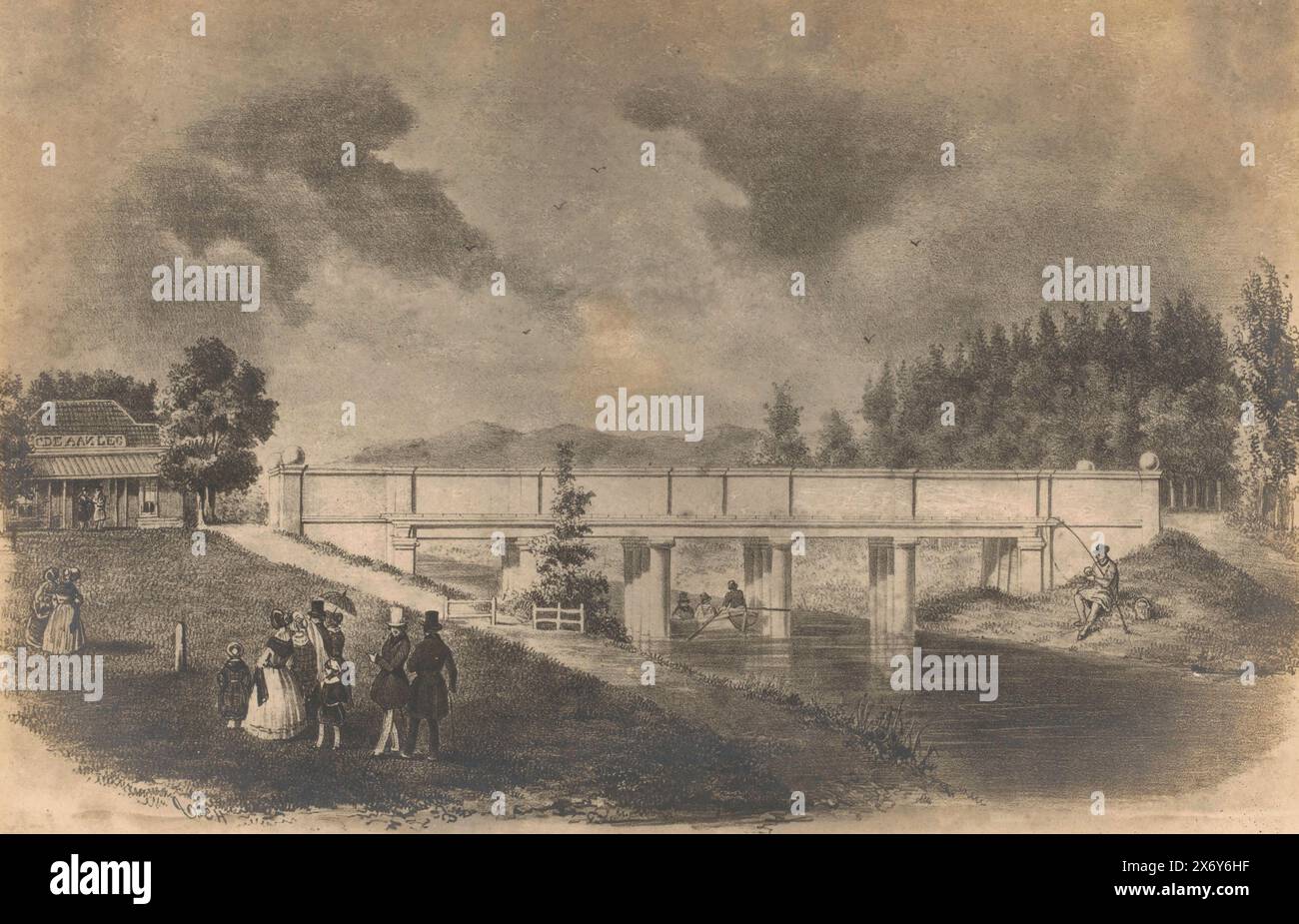 Photo reproduction of a 19th century print: View of the Queen's Bridge ...
