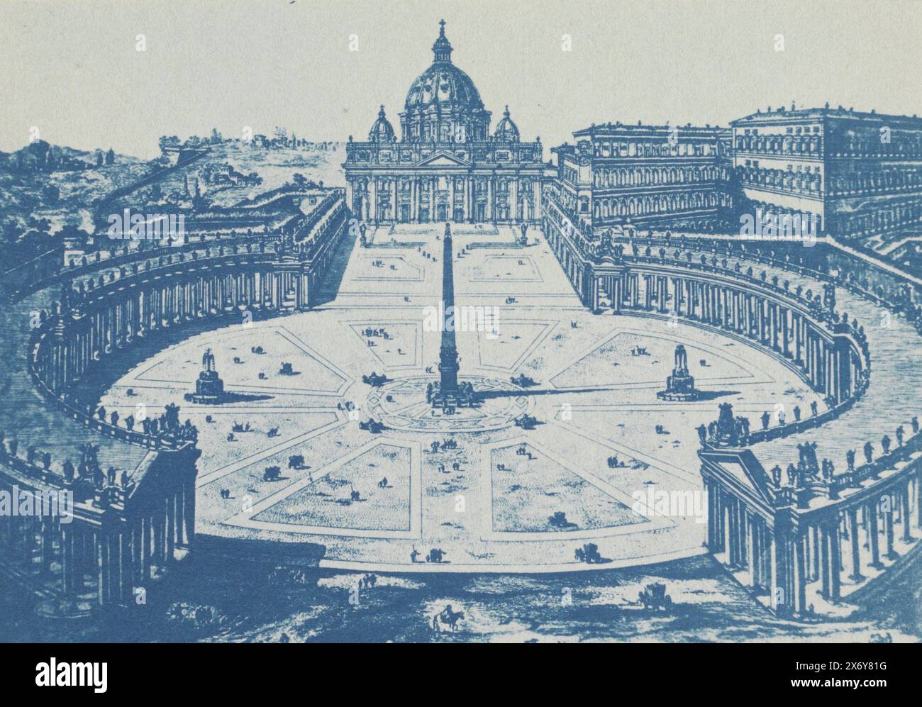 Photo reproduction of a print with a view of St. Peter's Basilica and ...