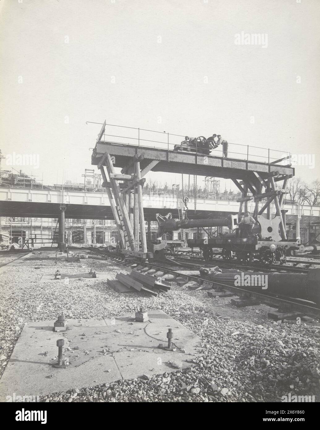 Workers at the construction site during the construction of the metro ...
