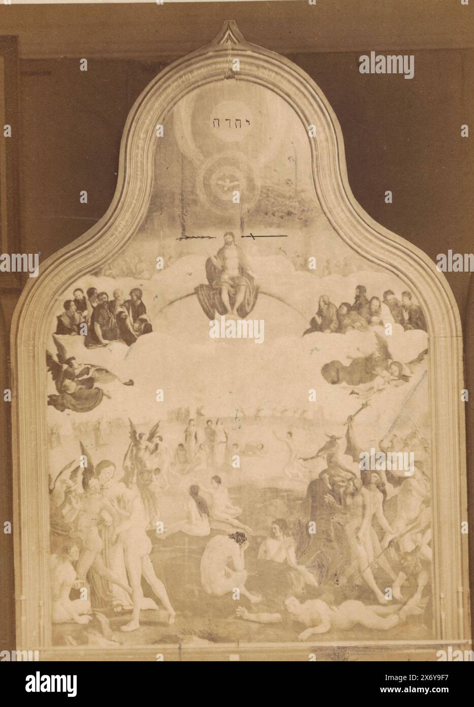 Reproduction of the altarpiece The Last Judgment by Lucas van Leyden, photograph, Jan Goedeljee ...