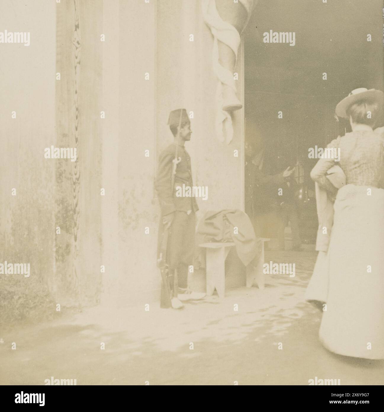 Military guarding the entrance to a building (or a pavilion at the ...