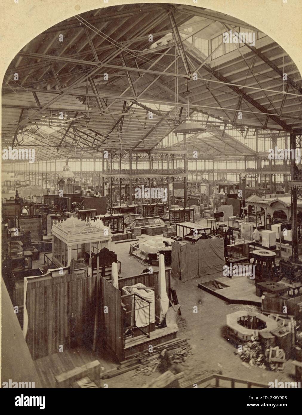 Interior of the main building of the 1876 World's Fair in Philadelphia ...