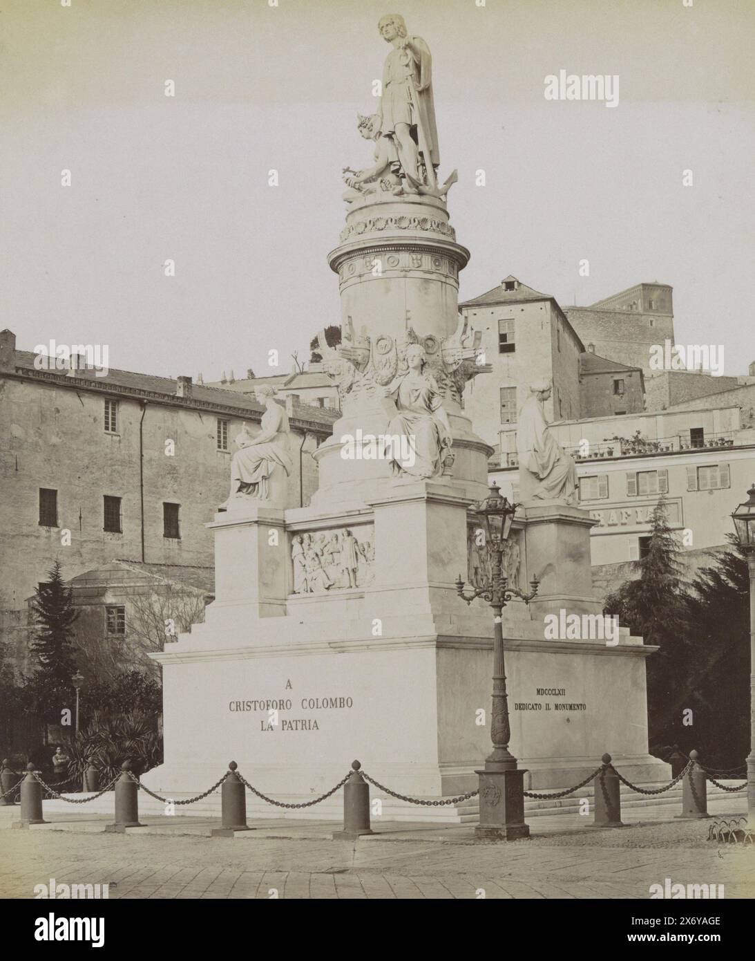Monument to Christopher Columbus in Genoa, Genova. Monumento C. Colombo ...