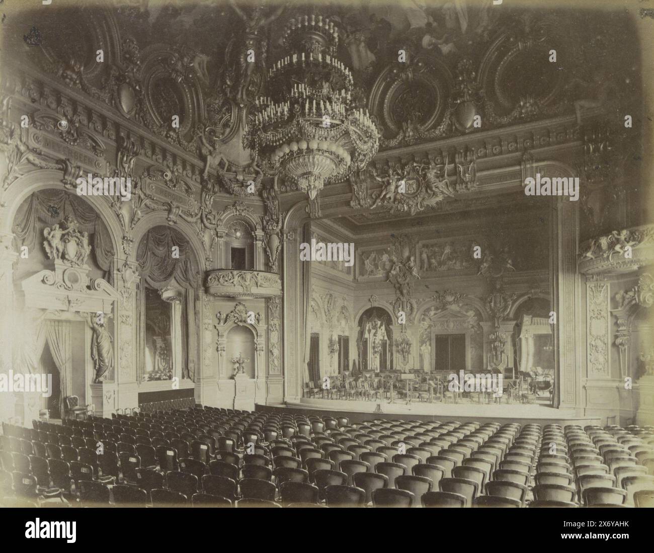 Interior of the opera hall (Salle Garnier) of the Monte Carlo Casino ...