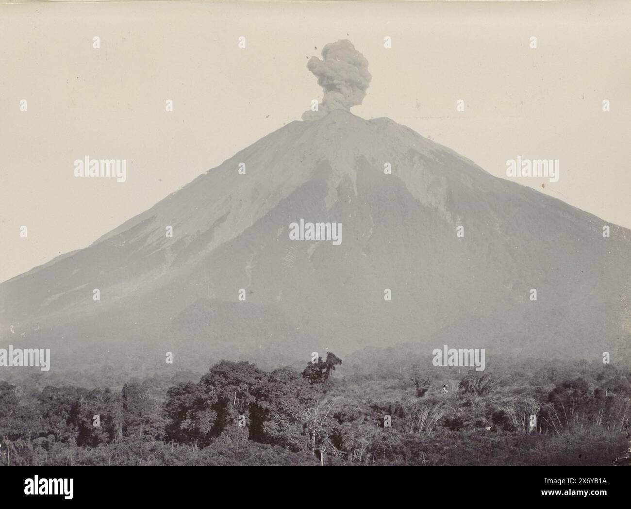 Smoking volcano in the Dutch East Indies, Part of Travel album with ...