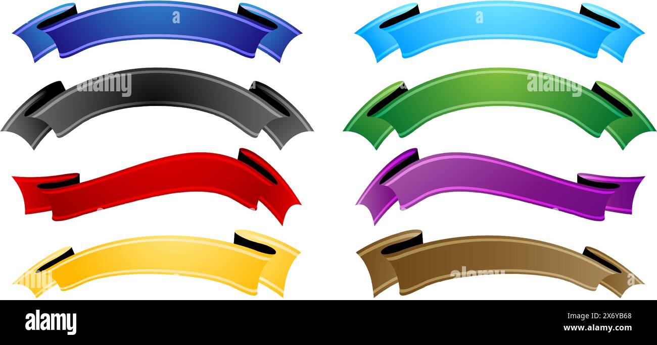 eight element ribbons on a isolated white backgrounds for banners ...