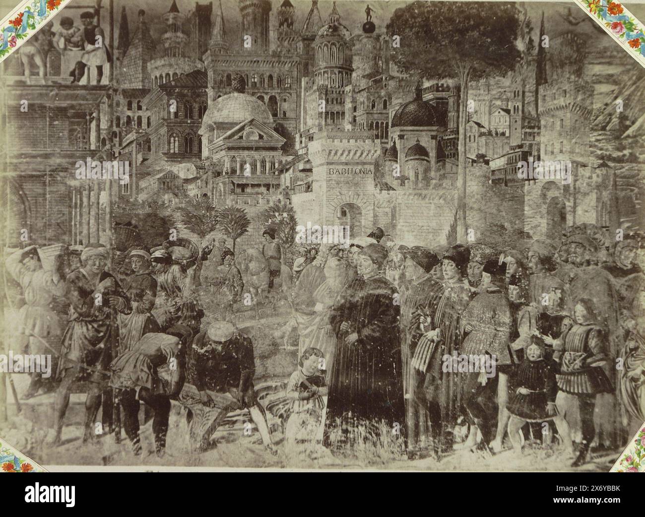 Photo reproduction of a fresco from the Camposante in Pisa, depicting ...