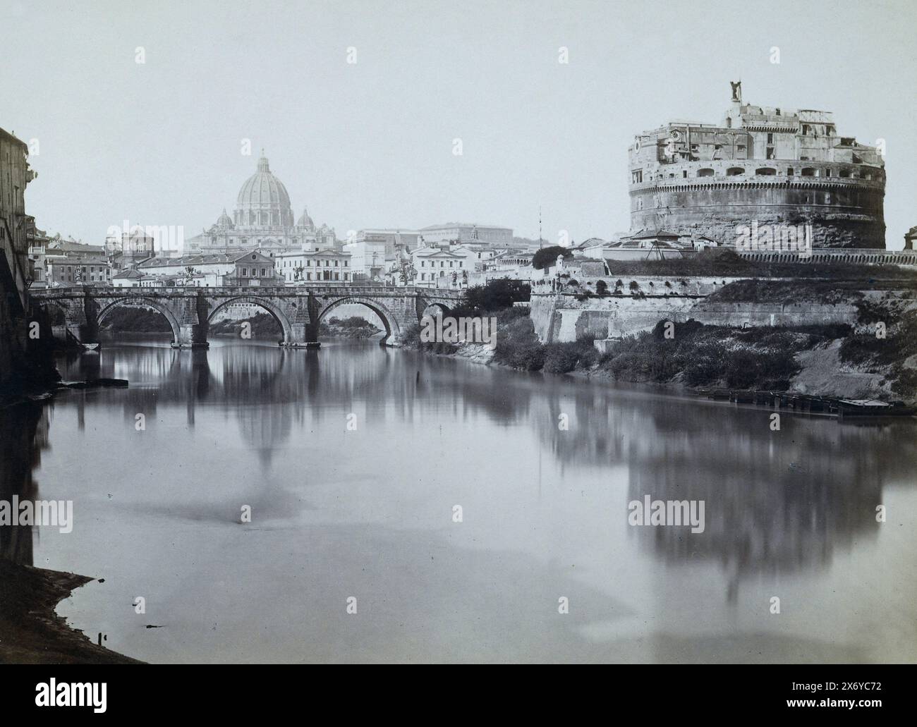 View of the Castel Sant'Angelo and the Ponte San Angelo in Rome ...