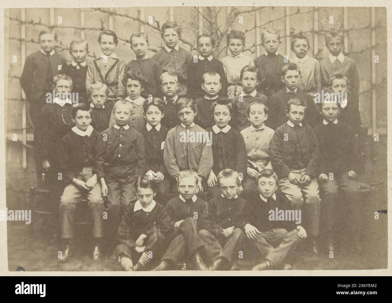 Group portrait of an unknown school class with boys, photograph ...