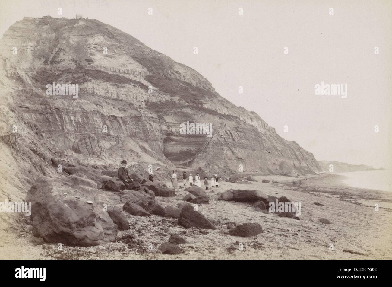 People on the coast at Blackgang Chine on the Isle of Wight, Blackgang ...