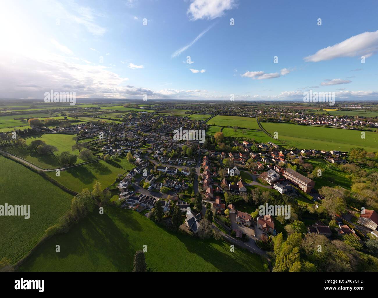 Panoramic drone shot above roofs hi-res stock photography and images ...