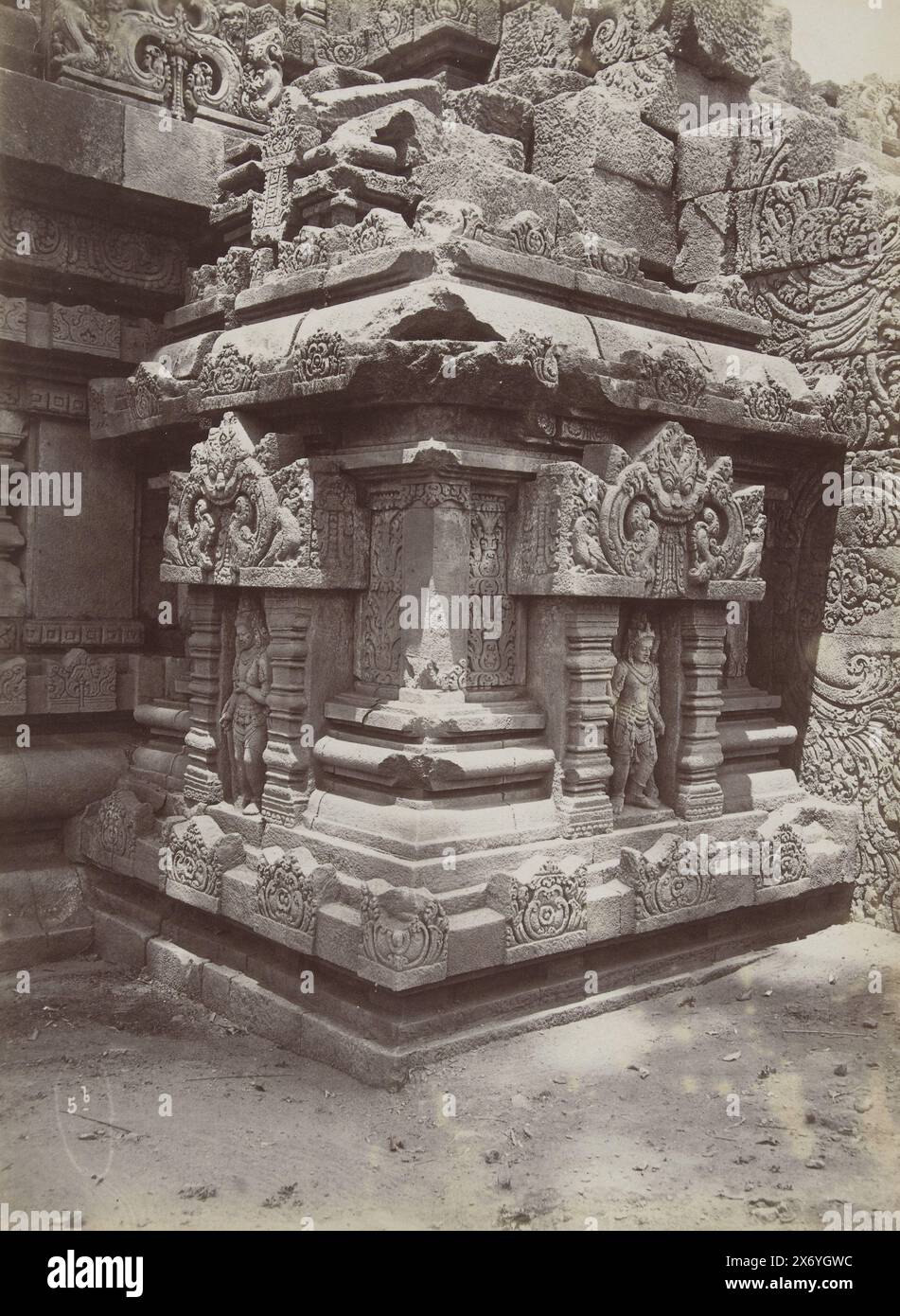 Relief at the northern stairs of the Shiva temple of the Prambanan ...