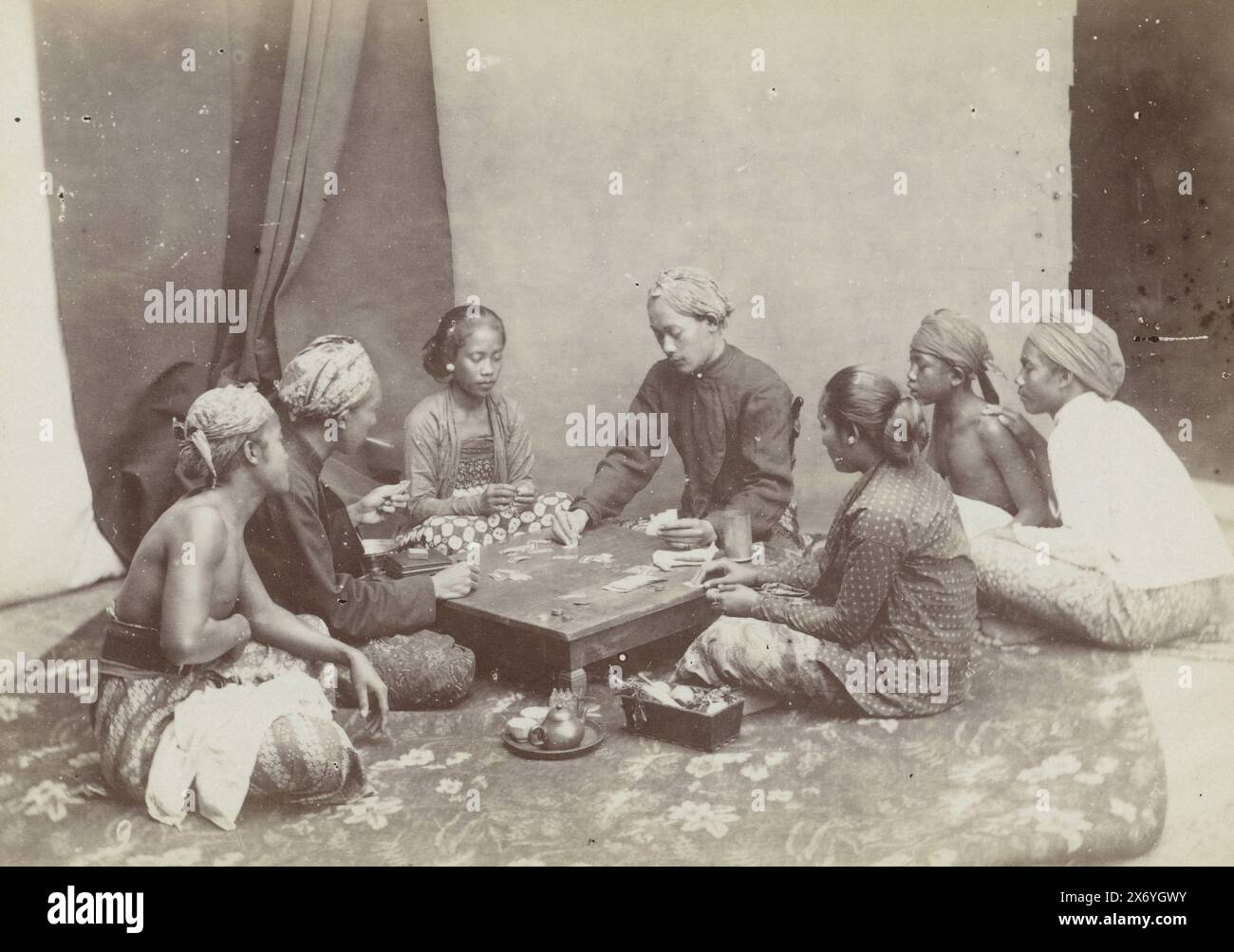 Group portrait of an unknown card-playing group, Types of Java (series ...